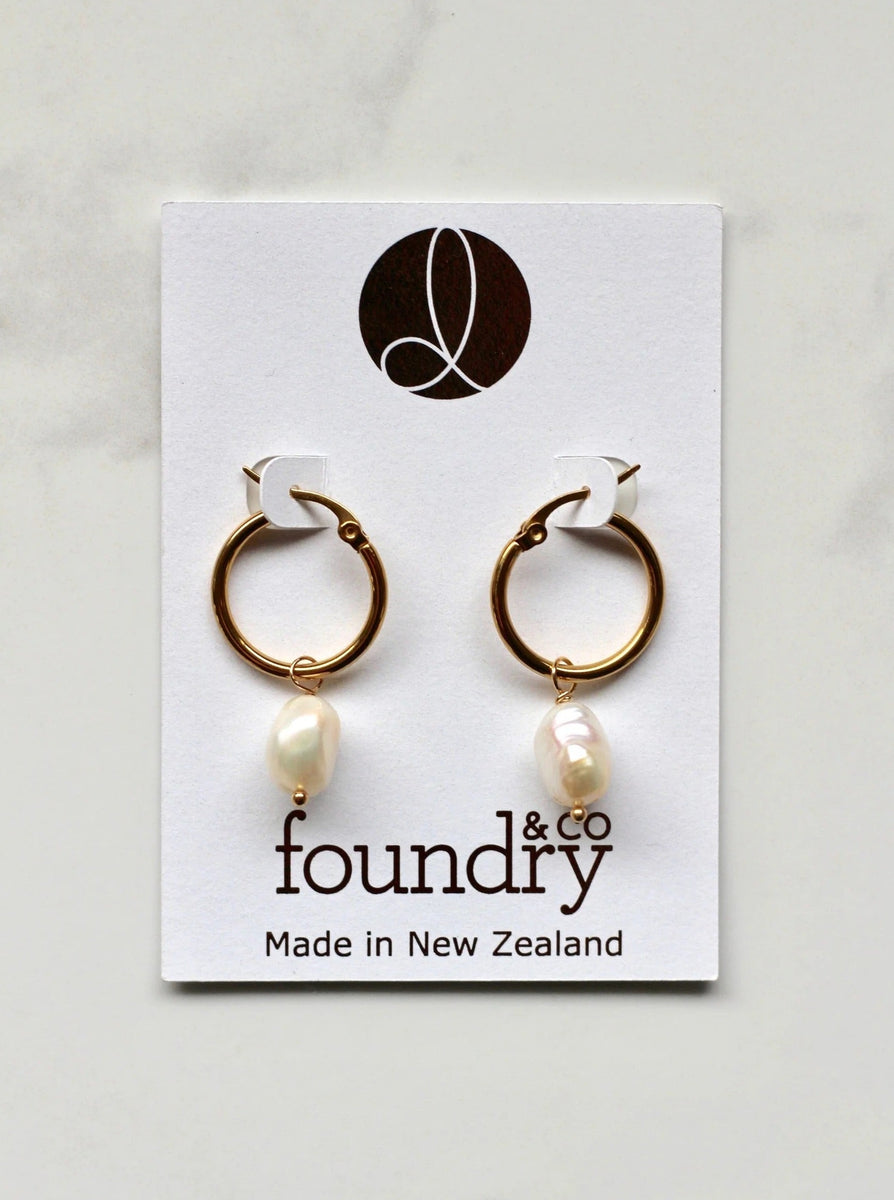 Ariel Pearl Hoops Foundry And Co Bays And Leo